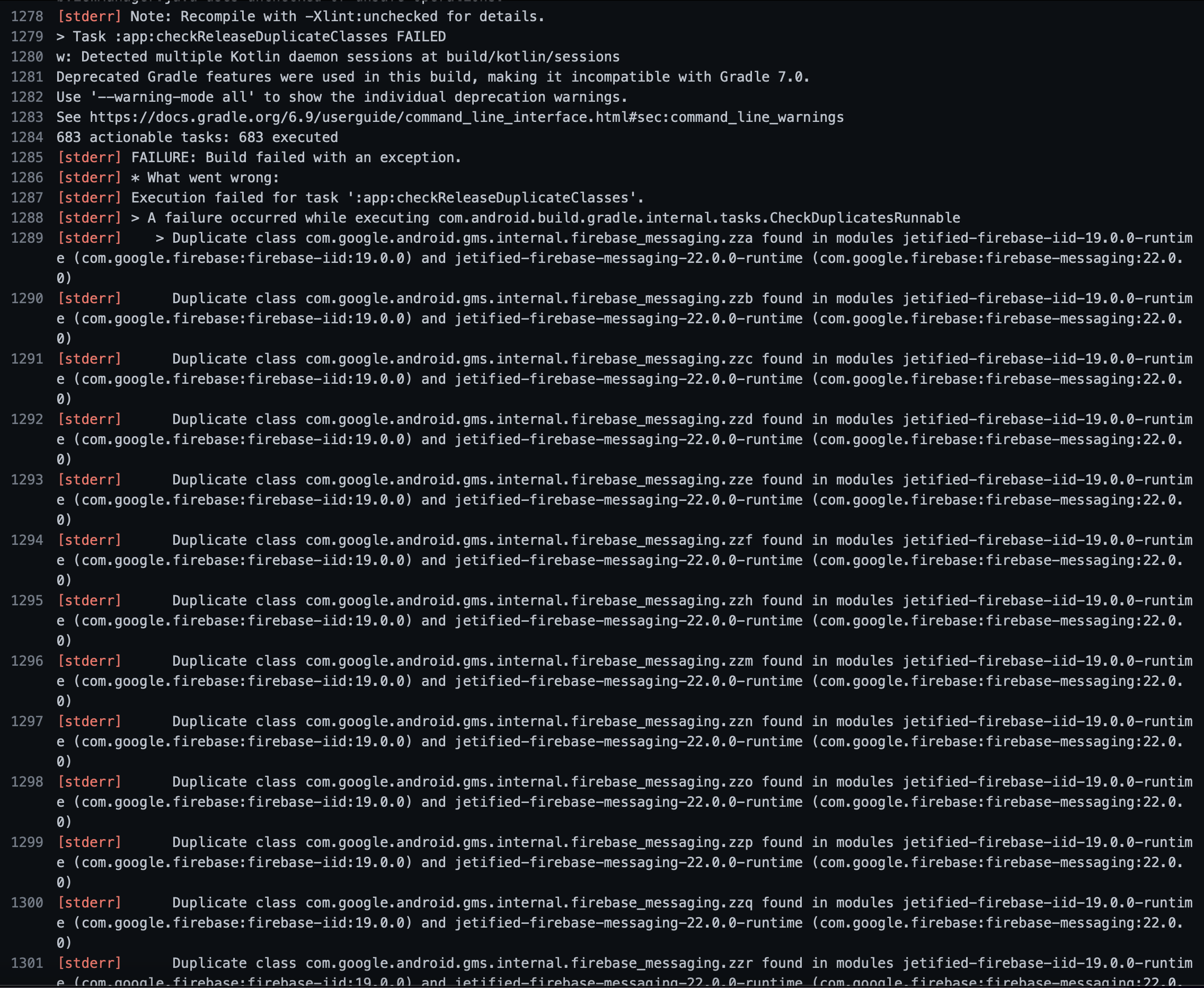 Execution Failed For Task app checkReleaseDuplicateClasses Issue