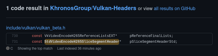 Headers 205: Missing C definition for `StdVideoEncodeH265SliceSegmentHeader` · Issue #1764 ...