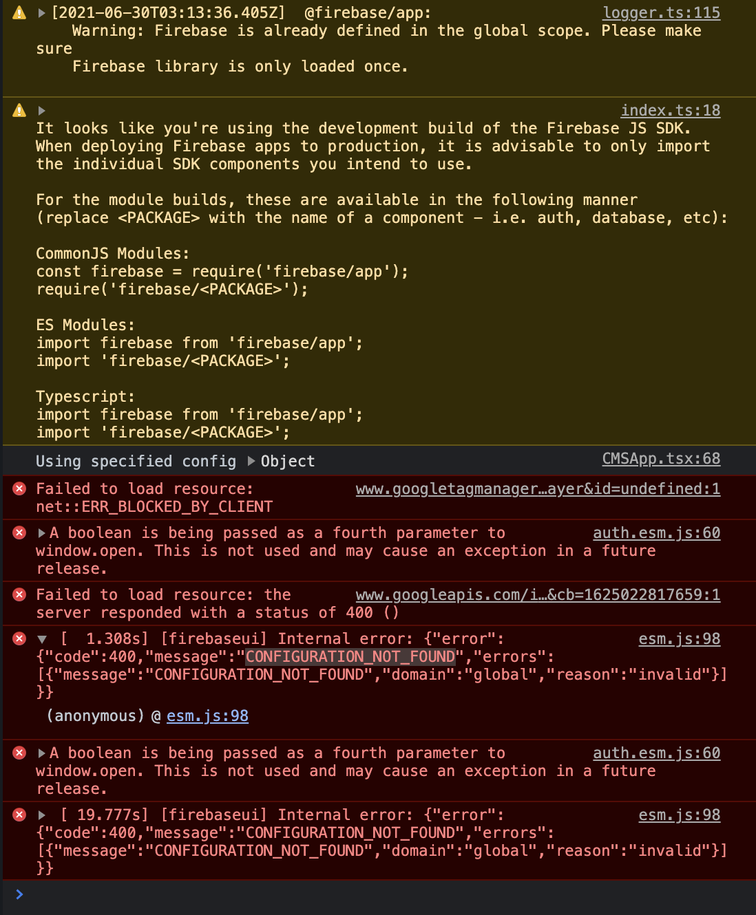 CONFIGURATION_NOT_FOUND error while going through the Quickstart steps · Issue #101 · firecmsco ...