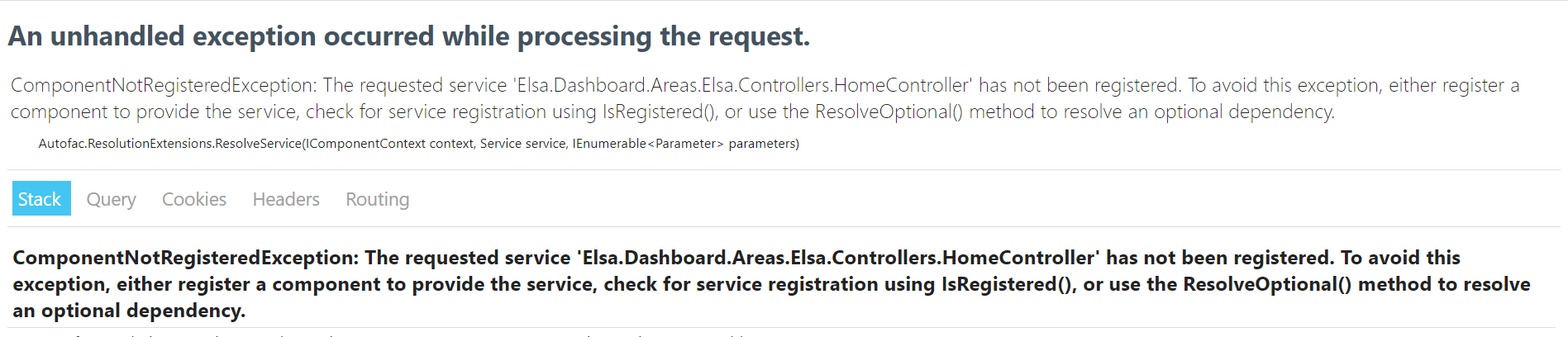 When using autofac (such as ABP vnext framework), there is no data selection for Activity ...