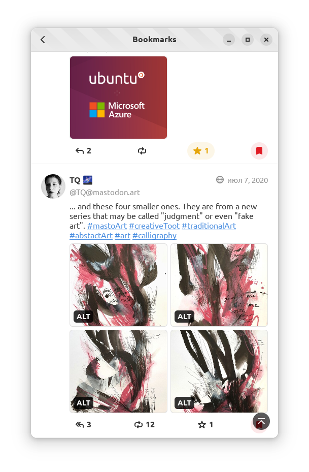 [Bug]: Scroll to top covers Bookmark action in narrow mode · Issue #139 · GeopJr/Tuba · GitHub