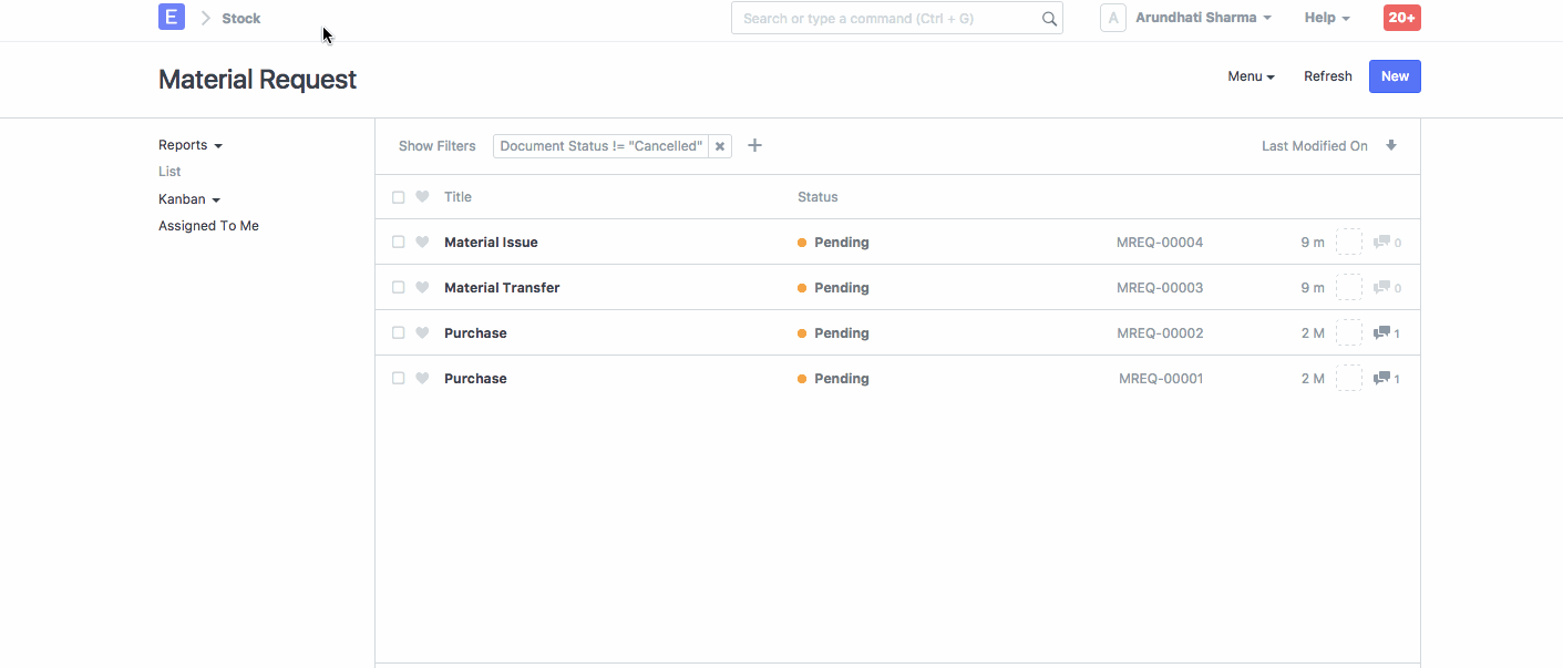"Make" Option for a submitted Material Issue/Transfer from Material ...