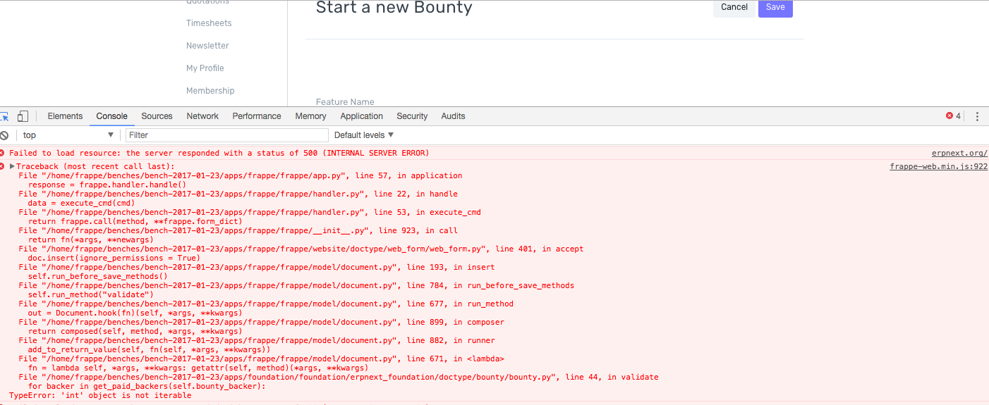 Error while saving a New bounty. · Issue #11081 · frappe/erpnext · GitHub