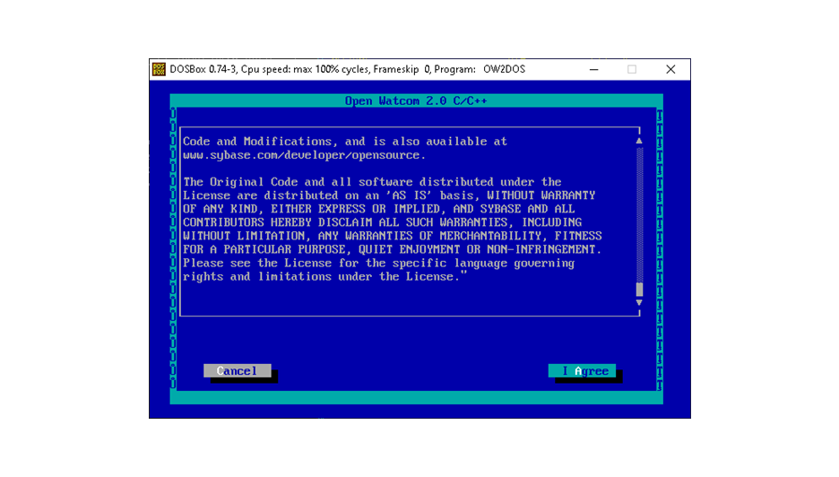 Scrolling through license agreement on DOS installer crashes to command prompt · Issue #737 ...