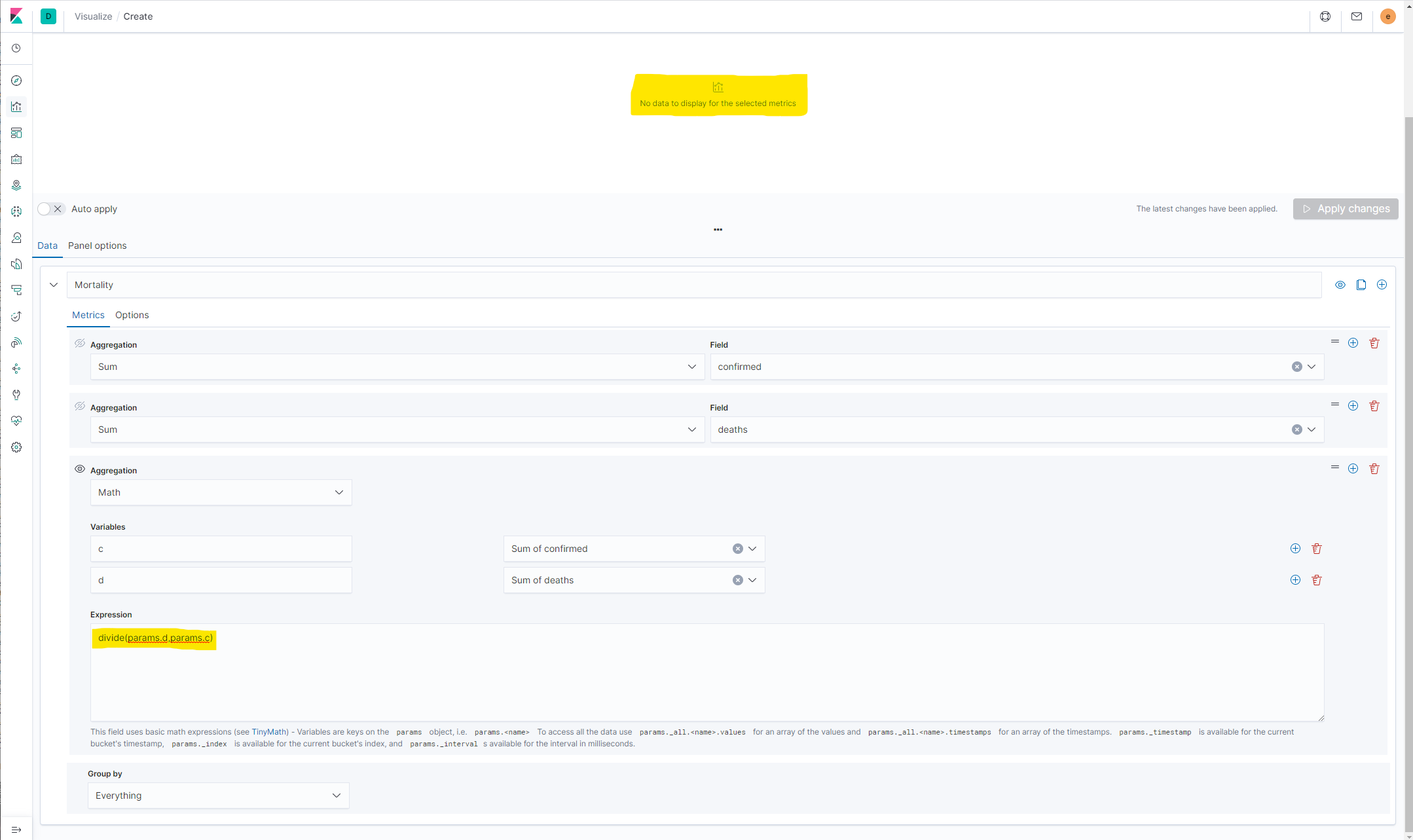 TSVB Time Series breaks if a value of Math aggregation divide(params.a, params.b) becomes 0 ...