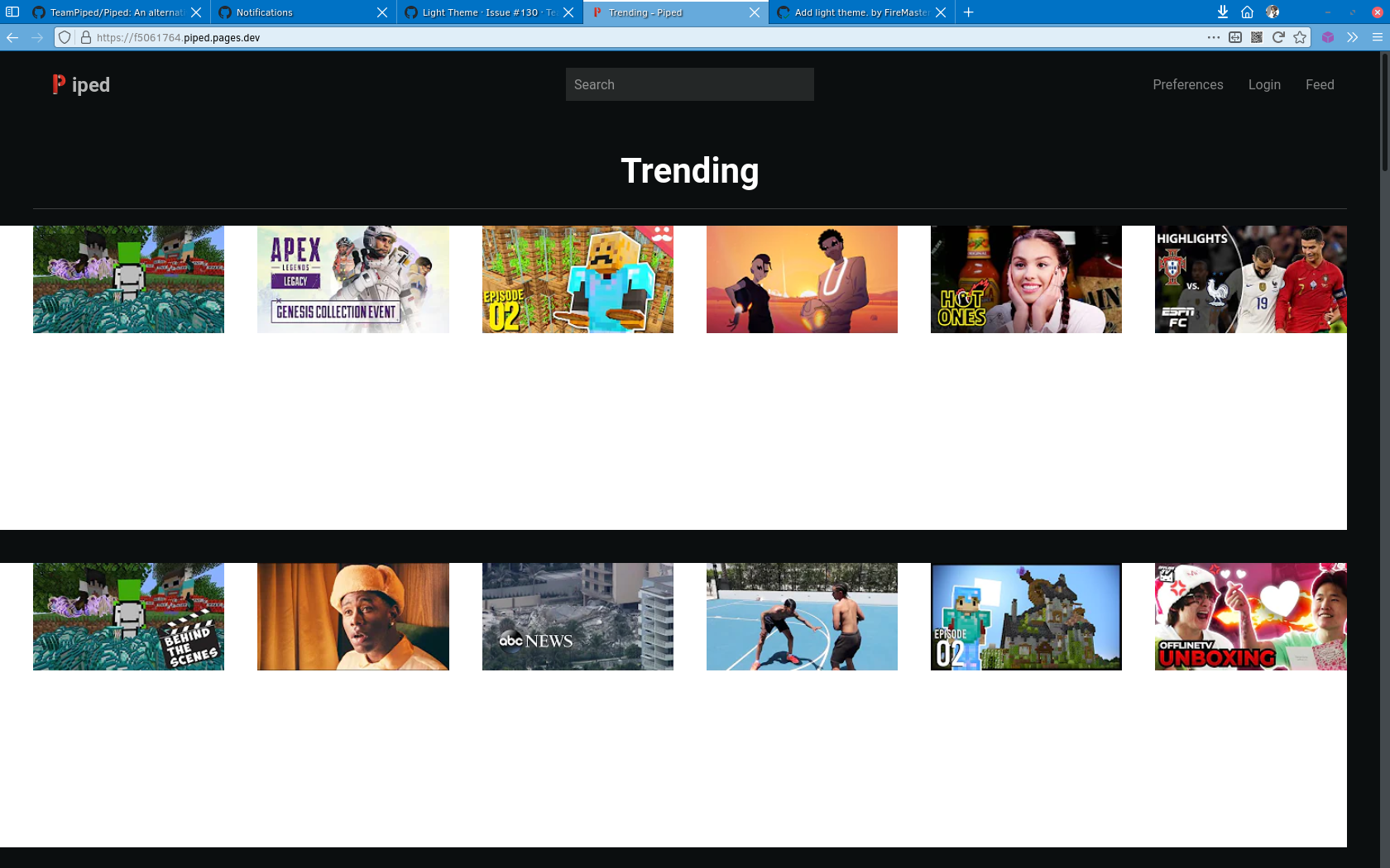 Light Theme · Issue #130 · TeamPiped/Piped · GitHub