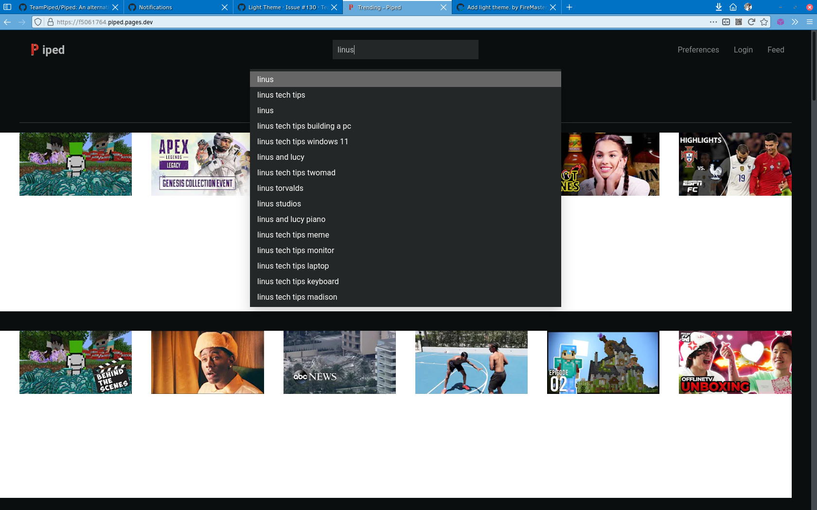 Light Theme · Issue #130 · TeamPiped/Piped · GitHub