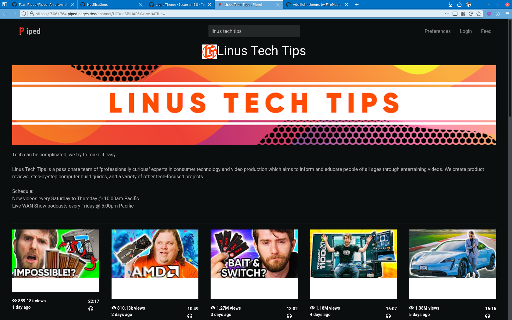Light Theme · Issue #130 · TeamPiped/Piped · GitHub