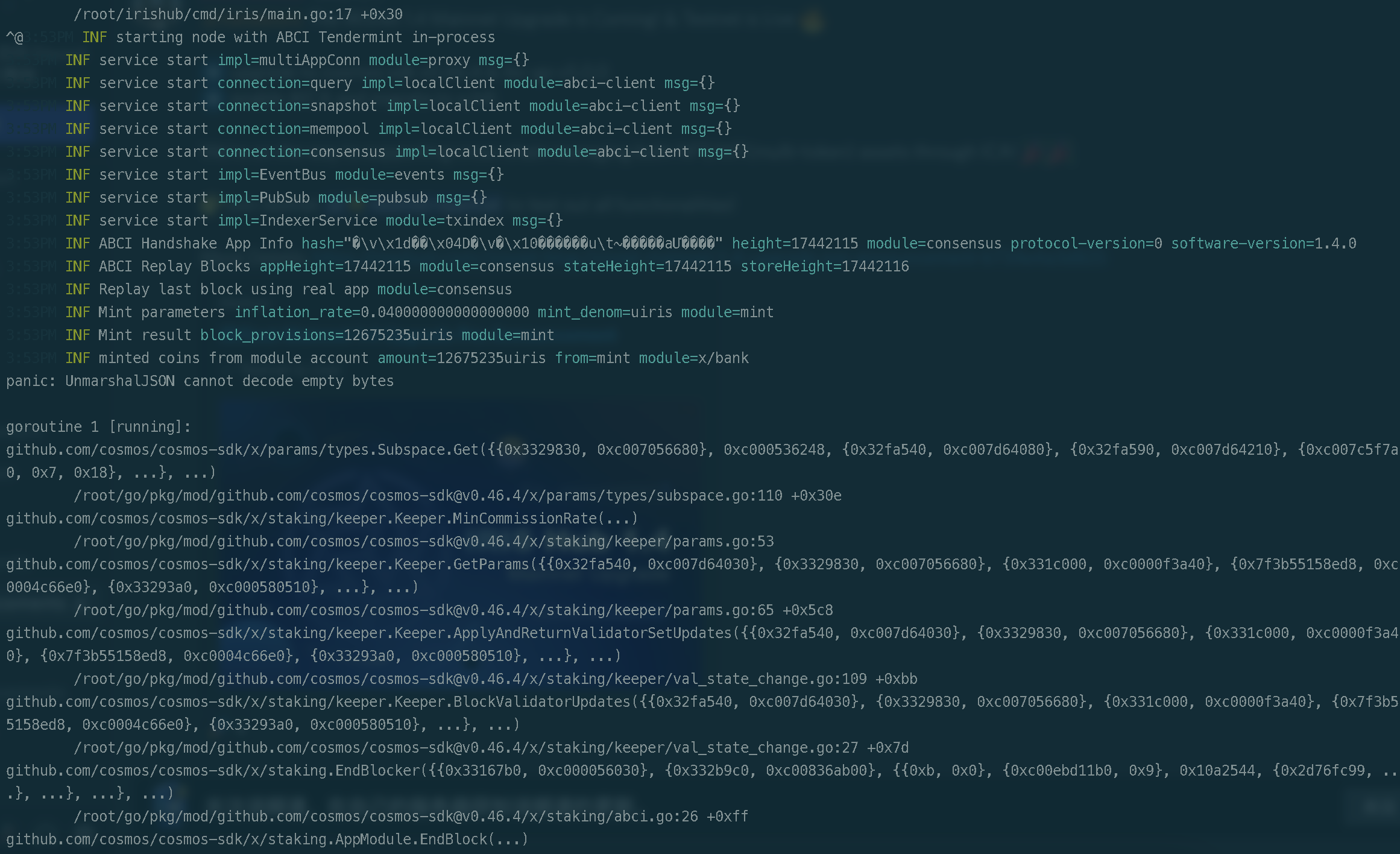 V140 Panic · Issue 2772 · Irisnetirishub · Github 0528