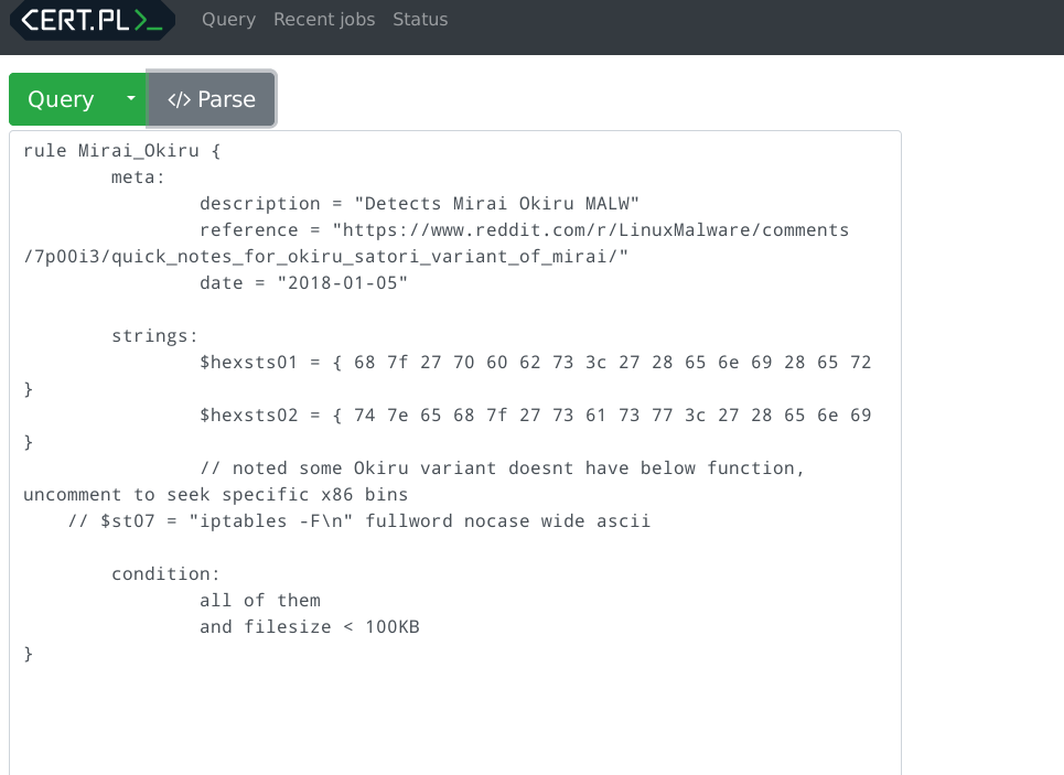 Add syntax highlighting to the Yara editor · Issue #25 · CERT-Polska/mquery · GitHub