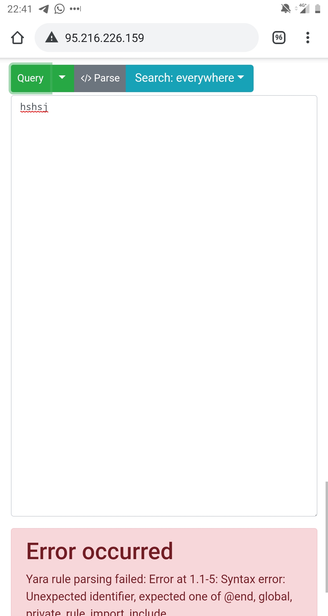 Query error on mobile shown at the bottom · Issue #125 · CERT-Polska/mquery · GitHub