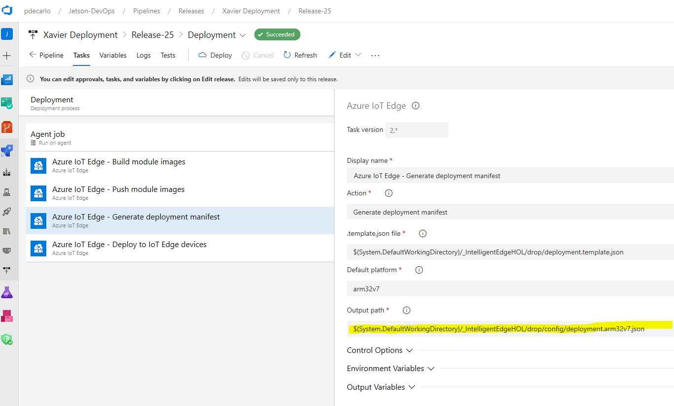 AzureIoTEdgeV2 "Build Module images" task produces expanded deployment in 'undefined' path ...