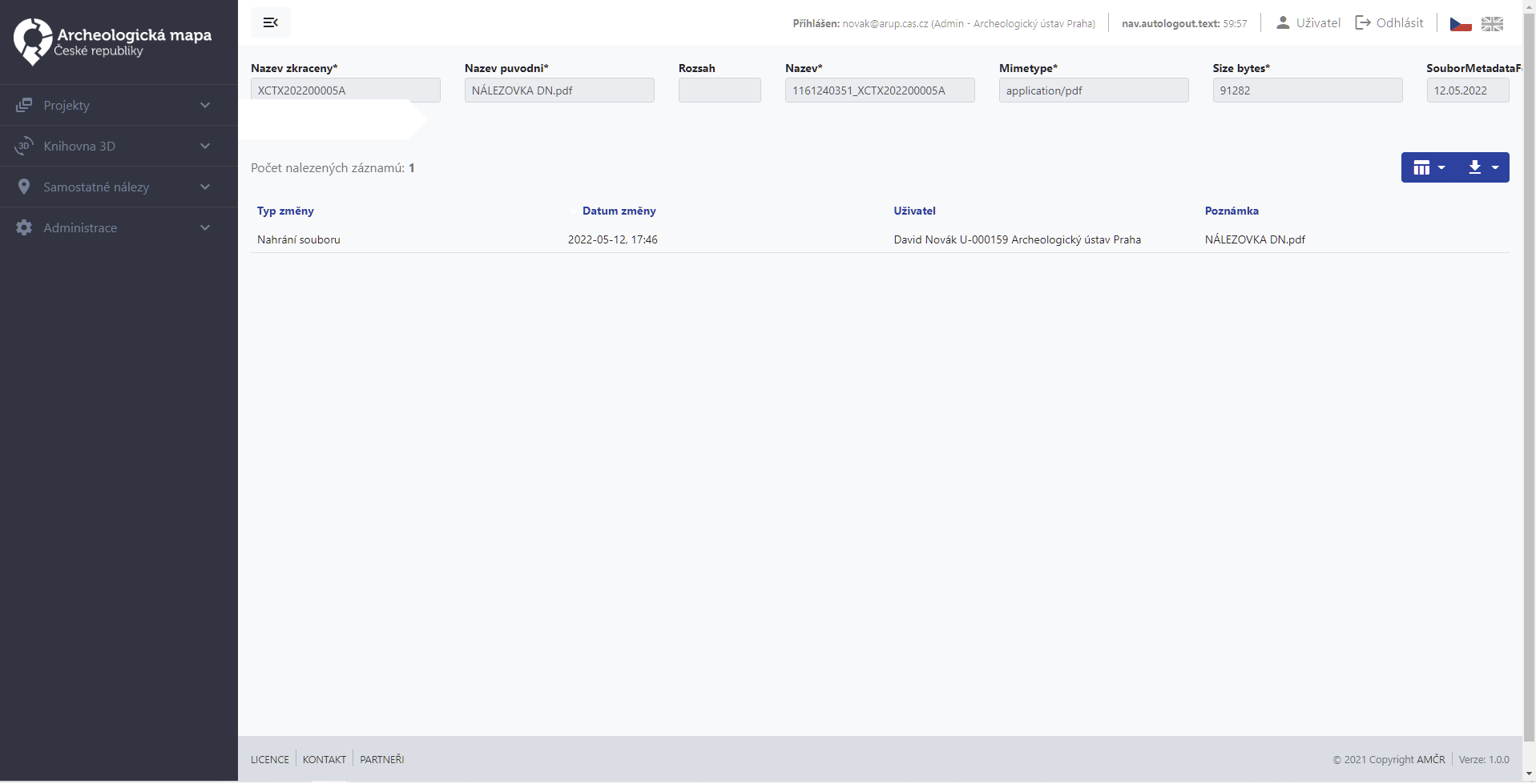 Umožnit zobrazení všech metadat o souboru a jeho historie · Issue #265 · ARUP-CAS/aiscr-webamcr ...