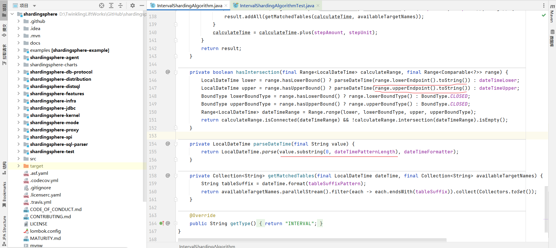 `IntervalShardingAlgorithm` uses `toString()` method on `LocalDateTime ...
