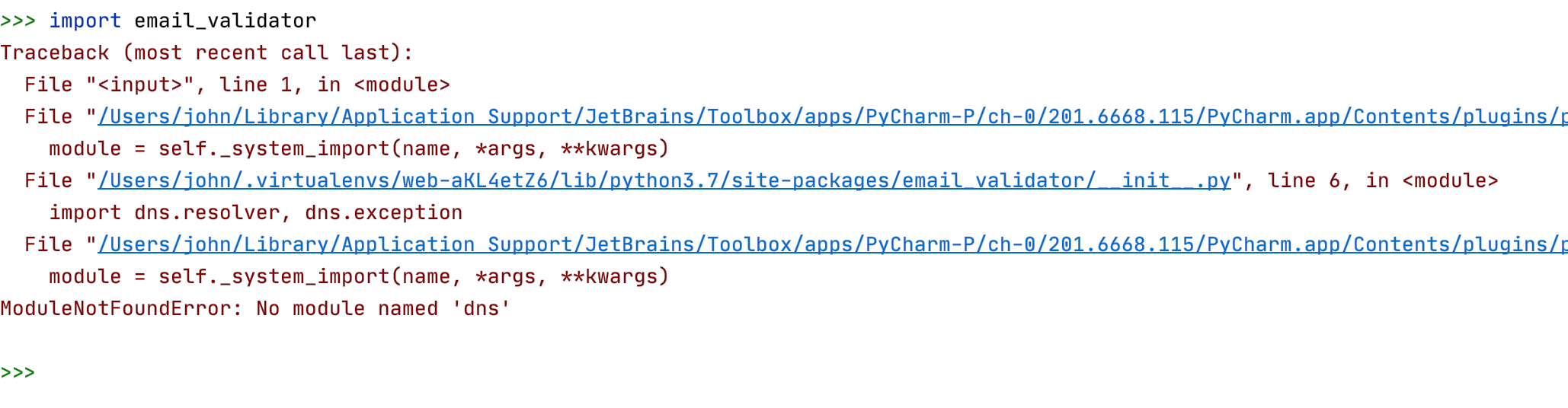 Error importing module 'dns' · Issue #38 · JoshData/python-email-validator · GitHub