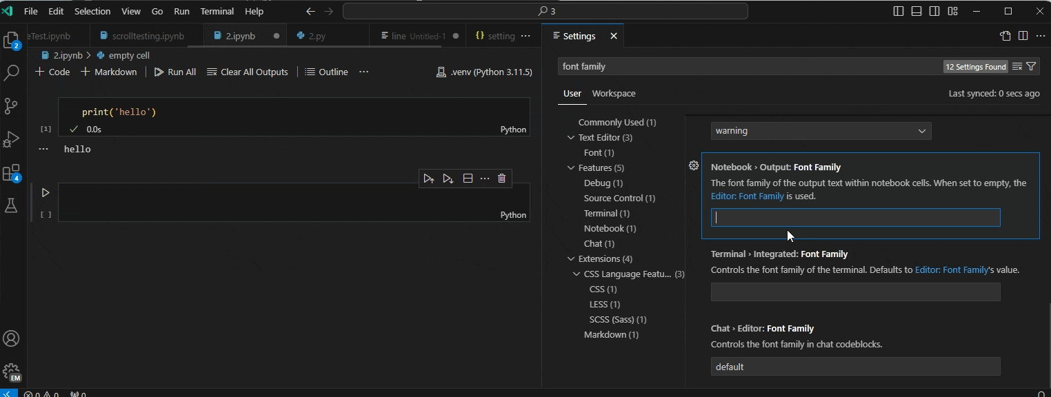 Unable to change Output font / font family doesnt change notebook font. · Issue #193269 ...