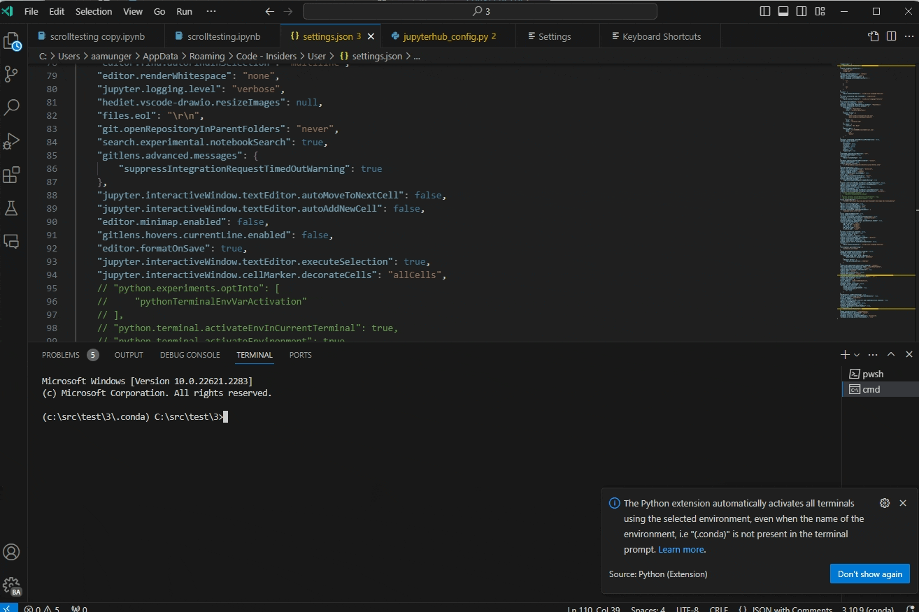 VSCode not respecting Conda "changeps1" setting when activating environments · Issue #22048 ...