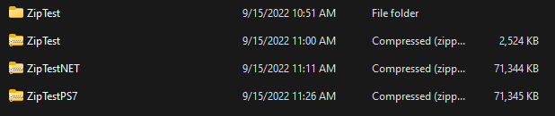 Compress-Archive compared with native Windows 11 GUI "Compress to ZIP file" · PowerShell ...