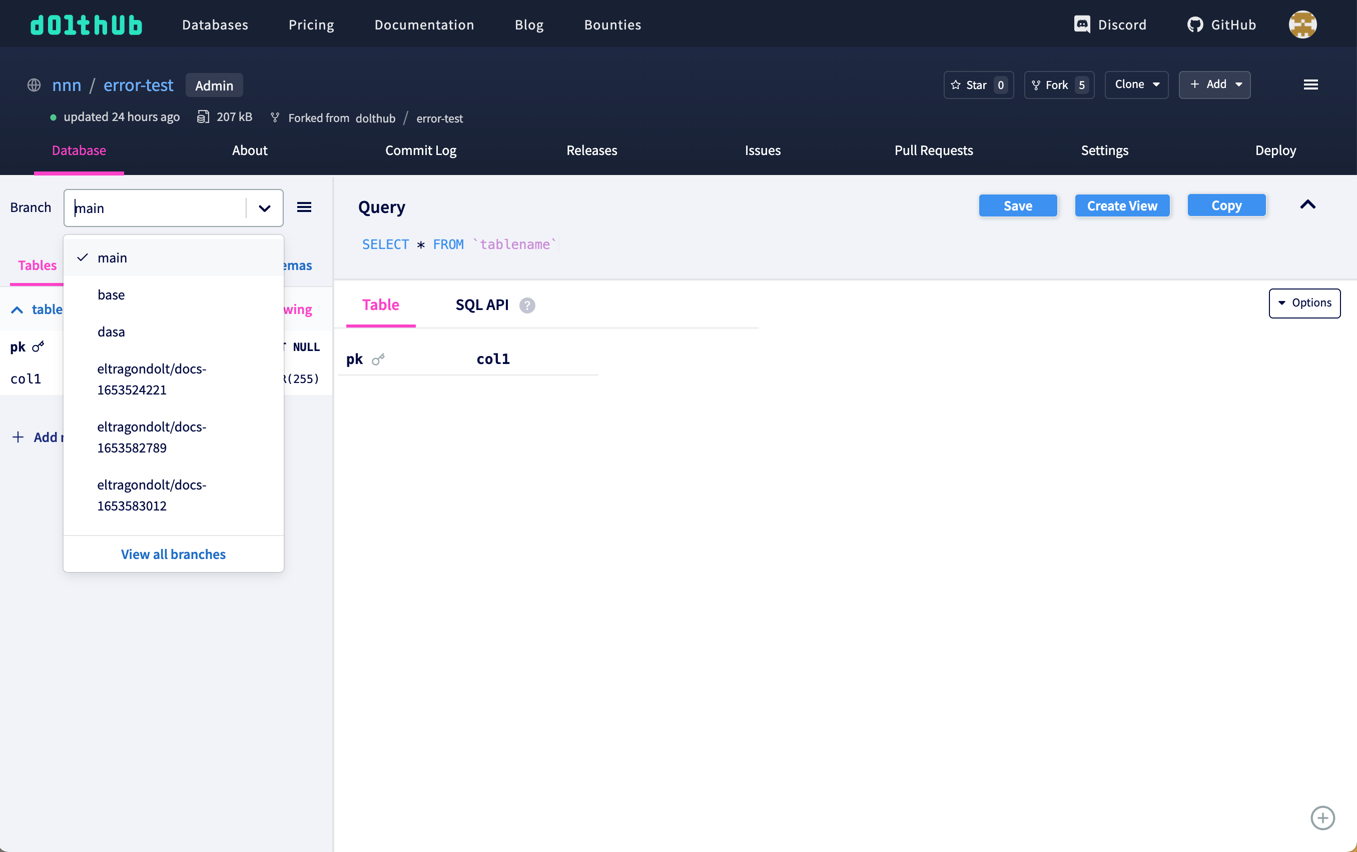 Commit read-only view · Issue #230 · dolthub/dolthub-issues · GitHub