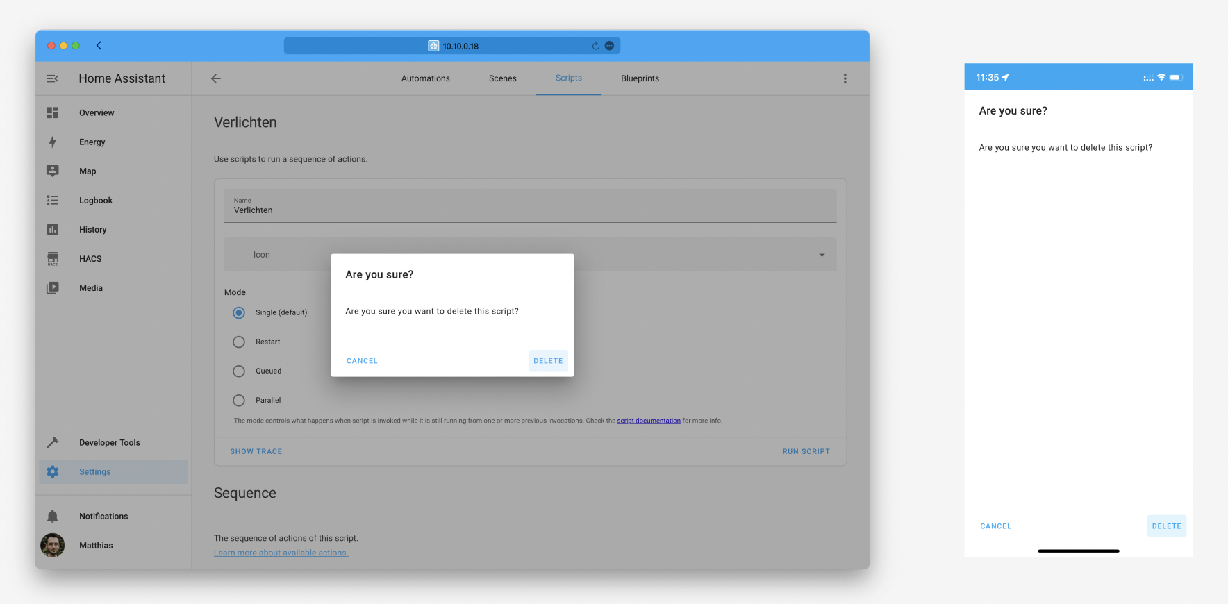 Update Delete script dialog · Issue #13092 · home-assistant/frontend · GitHub