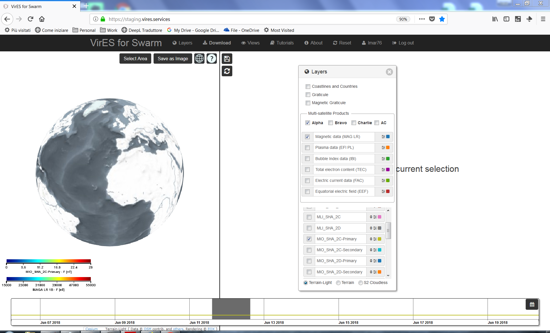 'time selection outside the model validity' warning not displayed for the new Swarm SHA L2 ...