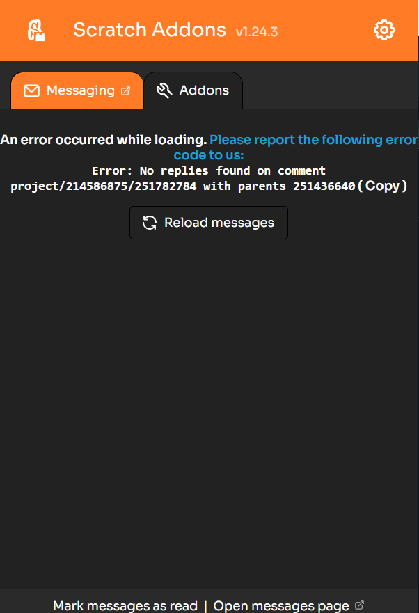 Messaging unusable due to "Error: No replies found on comment" · Issue #4305 · ScratchAddons ...
