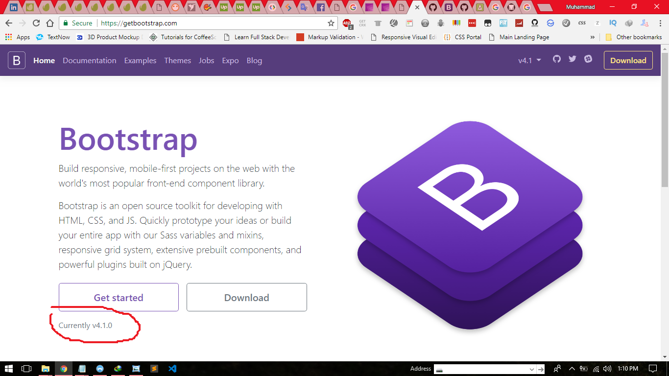 Still showing bootstrap 4.1.0 on landing page · Issue #26482 · twbs/bootstrap · GitHub