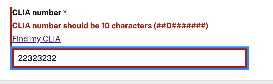 Fix CLIA validation error messages · Issue #4725 · CDCgov/prime ...