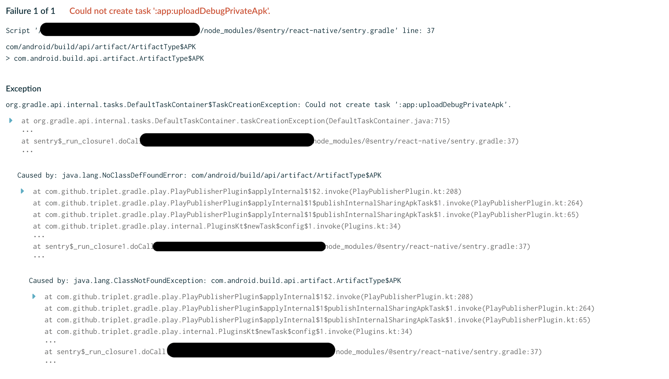 Android Issue Can T Build Project · Issue 2407 · Getsentry Sentry React Native · Github