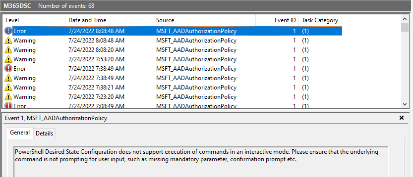 AADAuthorizationPolicy fails on update · Issue #2103 · microsoft/Microsoft365DSC · GitHub