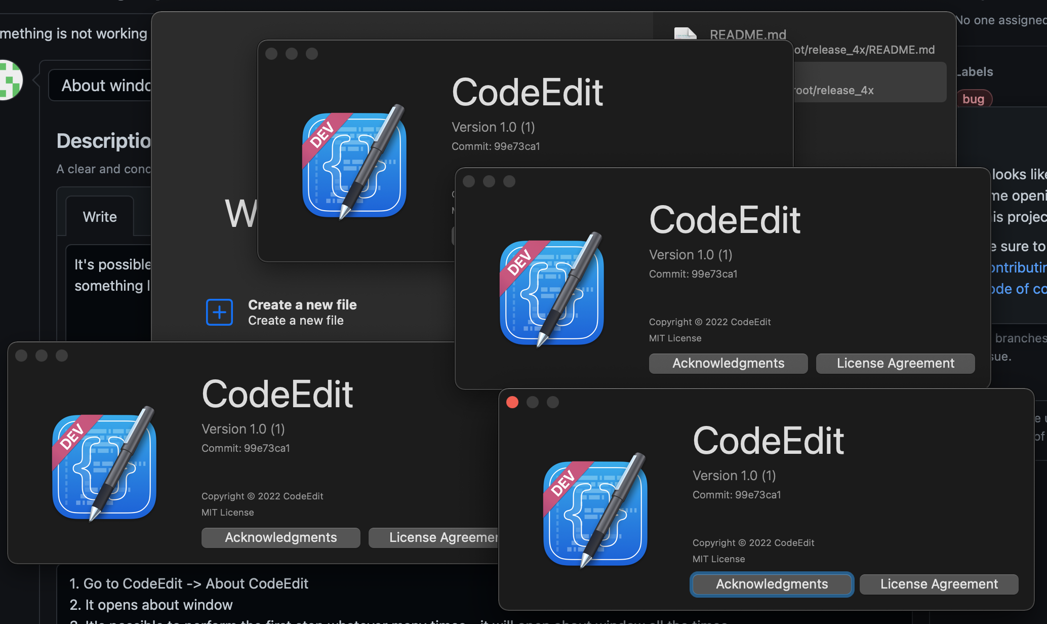 About window can be opened multiple times · Issue #649 · CodeEditApp/CodeEdit · GitHub