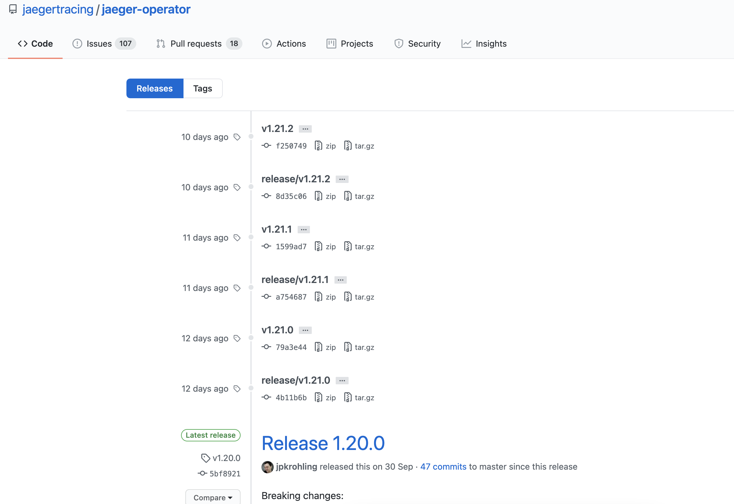Latest release doesnt reflect real latest · Issue #1322 · jaegertracing ...