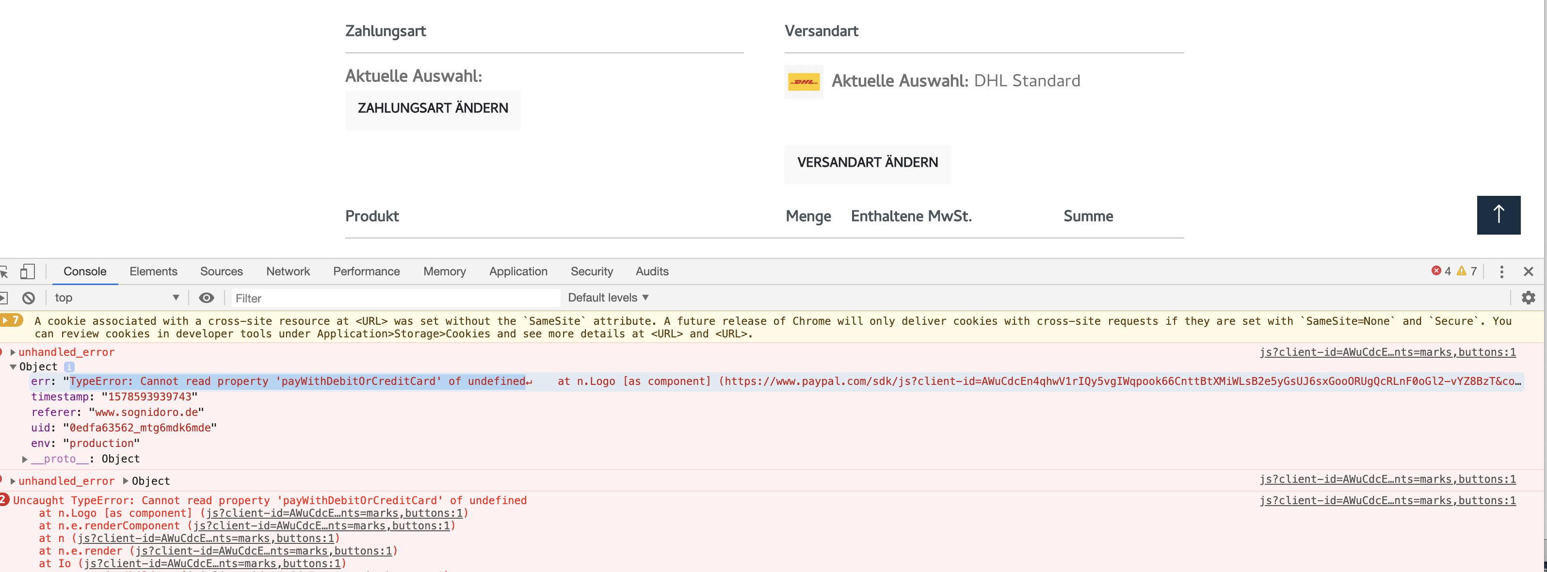 Paypal Checkout - Error payWithDebitOrCreditCard · Issue #414 · shopware/shopware · GitHub