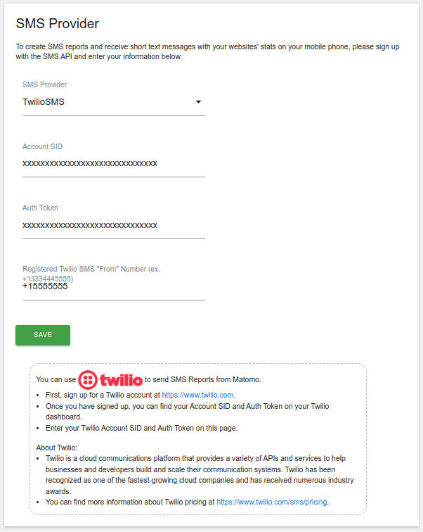 GitHub - 9joshua/TwilioSMS: Matomo Plugin which adds Twilio as a provider for Mobile Messaging ...