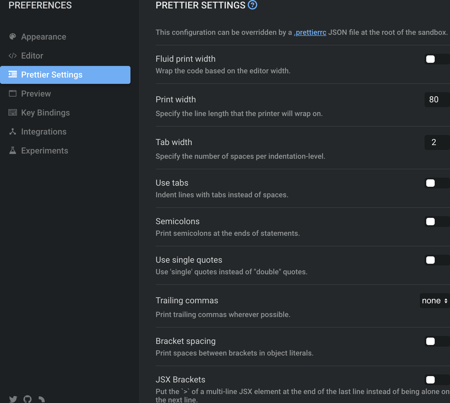 Disabling prettier · Issue #1407 · codesandbox/codesandbox-client · GitHub