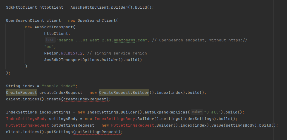 [BUG] misleading samples mentioning classes `IndexSettingsBody` and ...