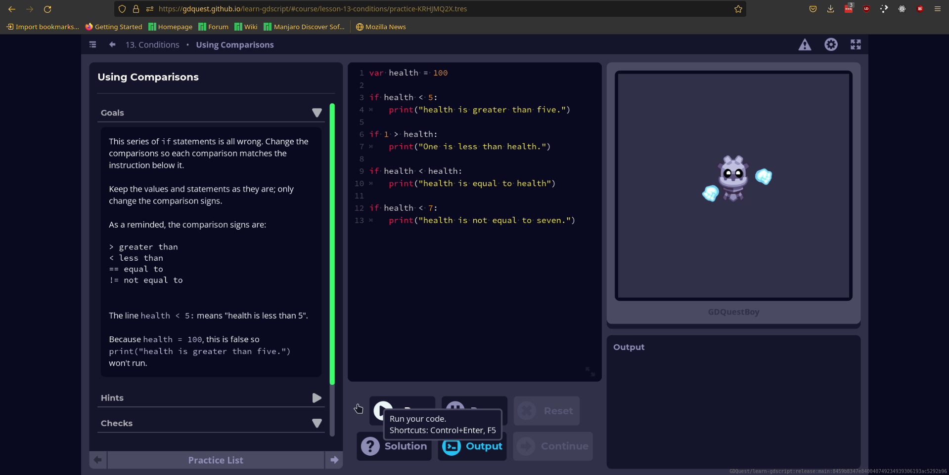 Fullscreen in Chrome/Firefox disturbs the button detection · Issue #208 · GDQuest/learn-gdscript ...