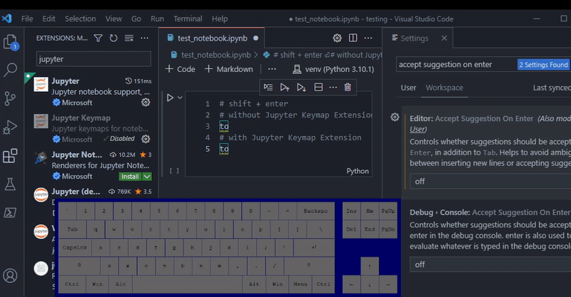 Shift + Enter ignores editor setting editor.acceptSuggestionOnEnter and ...