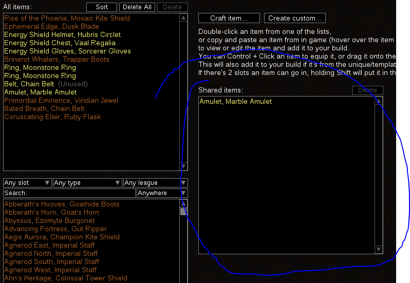 A custom item list · Issue #689 · Openarl/PathOfBuilding · GitHub