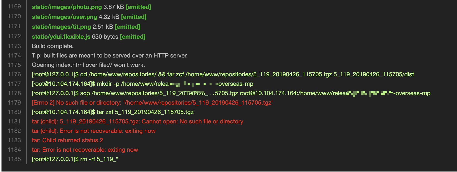 VUE 项目发布，总是包tar包不存在 · Issue #875 · meolu/walle-web · GitHub