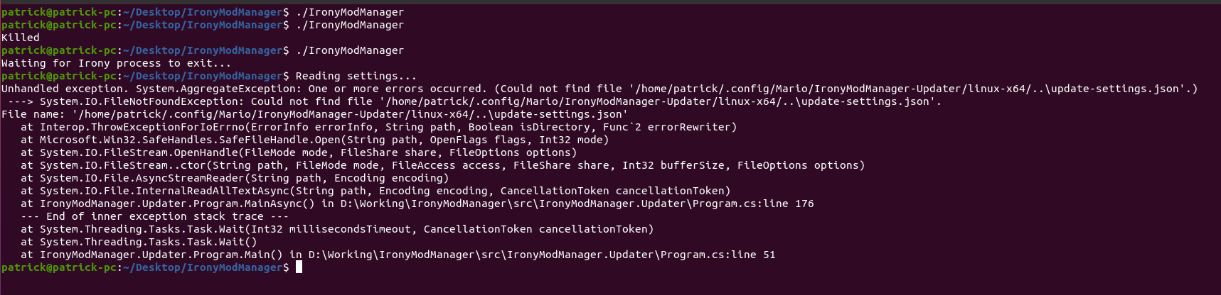 Update failing on Linux · Issue #155 · bcssov/IronyModManager · GitHub