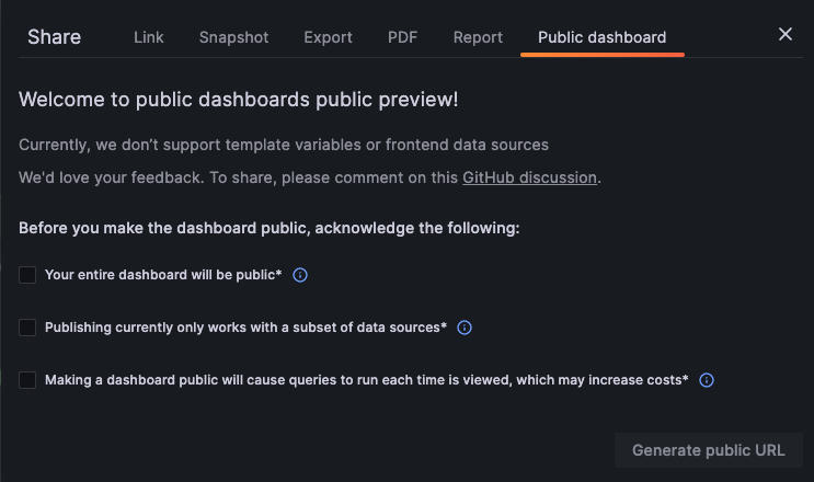 Task: Remove the link to the GitHub discussion from the config modal · Issue #73516 · grafana ...