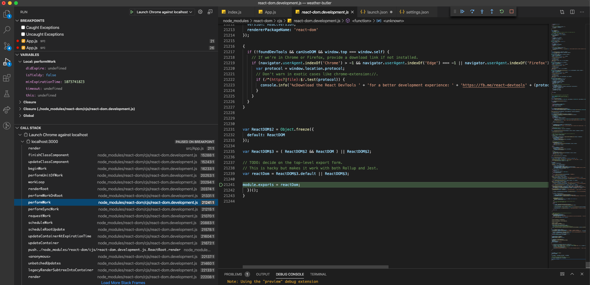 debugger traces back to wrong line while digging in react source code · Issue #487 · microsoft ...