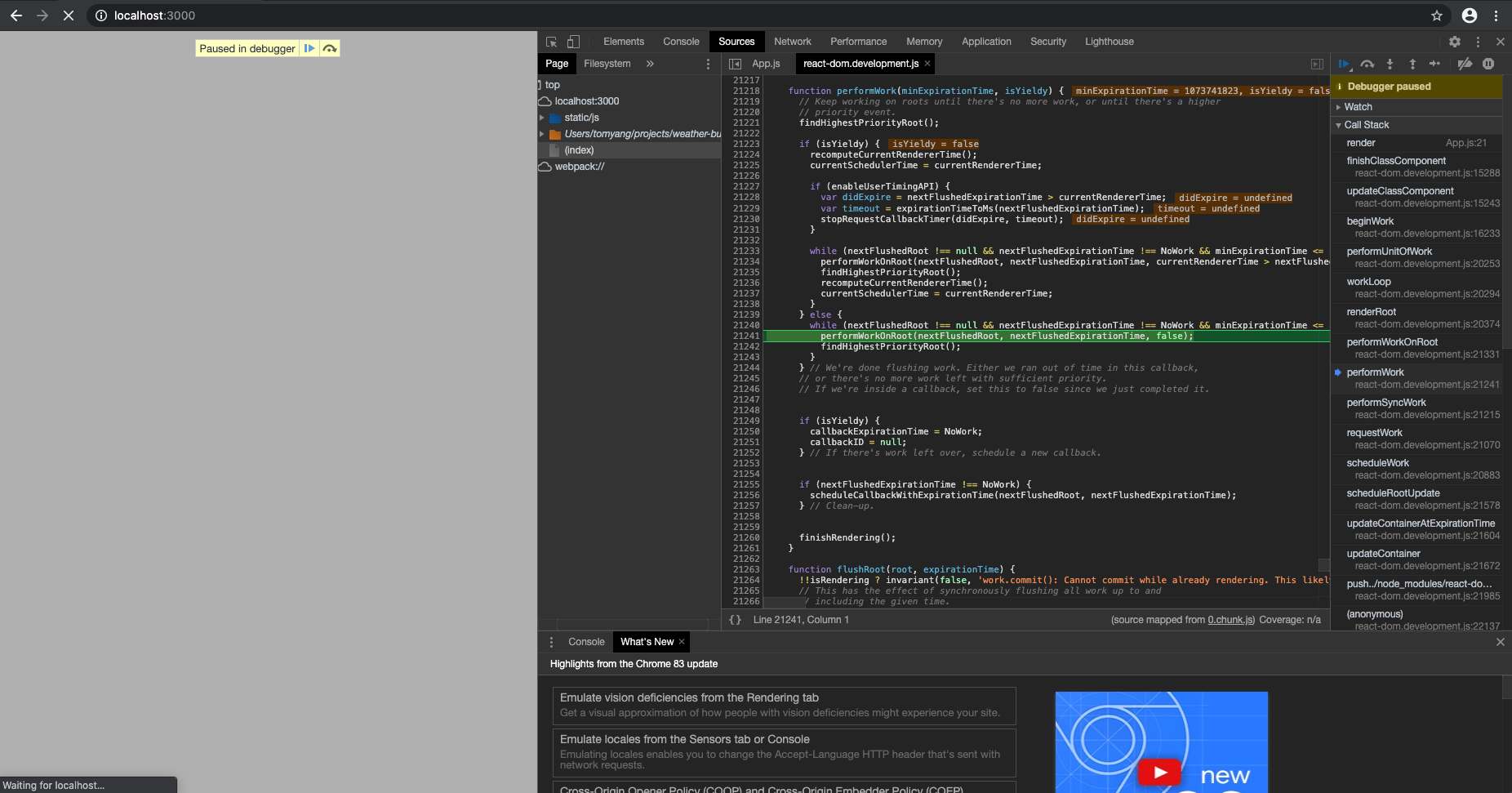 debugger traces back to wrong line while digging in react source code · Issue #487 · microsoft ...