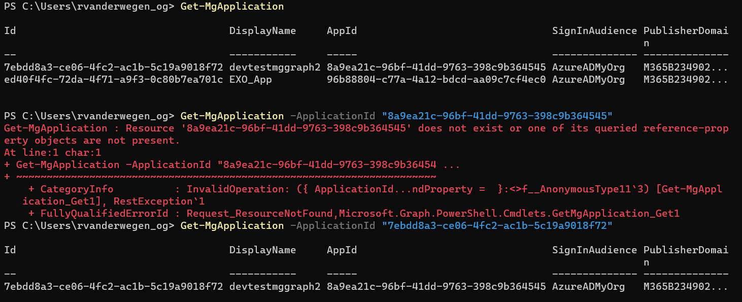 Get-MgApplication -ApplicationId only accepts objectIds · Issue #1715 ... Get-MgApplication -ApplicationId only accepts objectIds · Issue #1715 ...