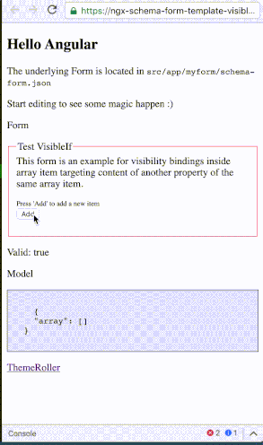 [VisibileIf] - Array item siblings · Issue #308 · guillotinaweb/ngx-schema-form · GitHub