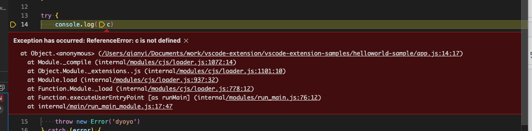 [FEATURE] 新增 debug exception throw 信息的展示 · Issue #1822 · opensumi/core · GitHub