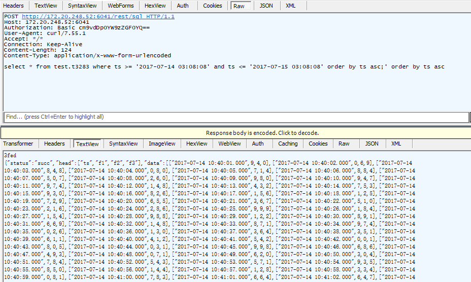 run same SQL command by RESTful got different result · Issue #4811 · taosdata/TDengine · GitHub