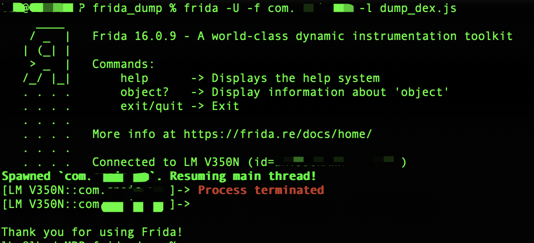Spawned Process Terminated · Issue 2418 · Fridafrida · Github 6109