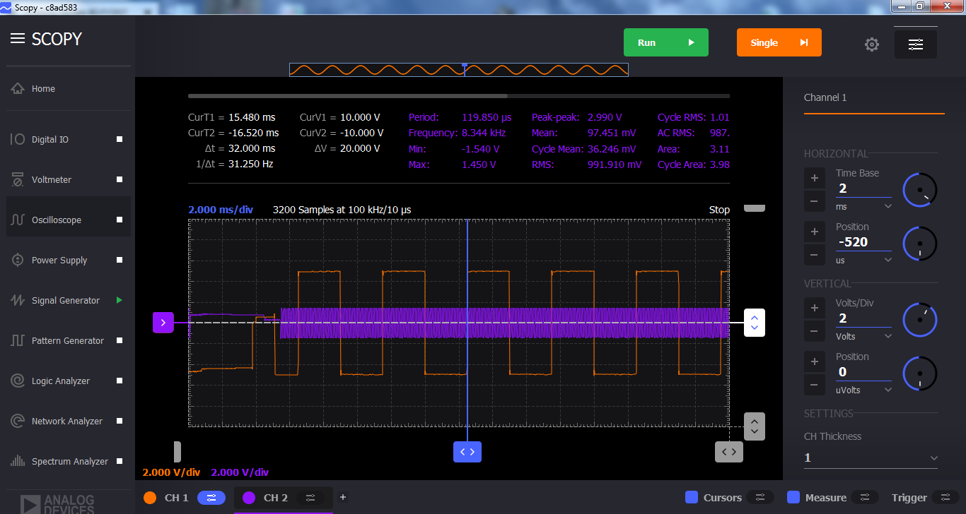 Signal Generator: Signal distorted when single button is pressed on the ...